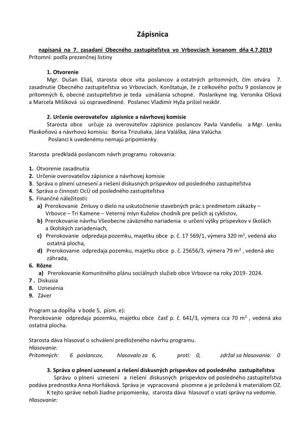 Zápisnica OZ - 4.7.2019 - Zápisnice - Zverejnené dokumenty - Obec ...
